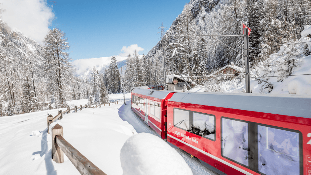 Bernina red train Day Trip from Milan: Swiss Alps, St. Moritz & UNESCO ...